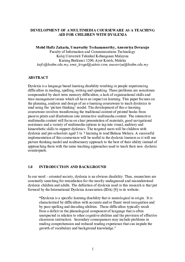 (PDF) DEVELOPMENT OF A MULTIMEDIA COURSEWARE AS A TEACHING AID FOR ...