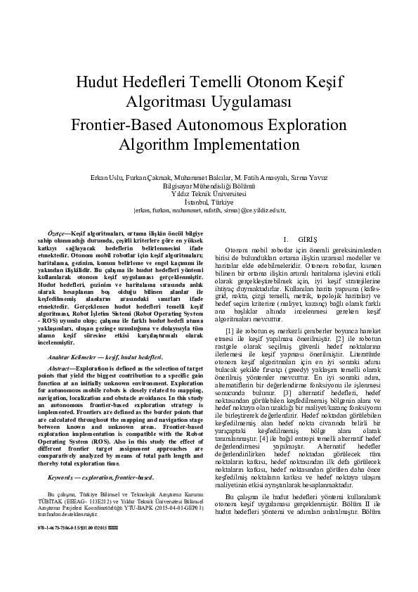 Pdf Frontier Based Autonomous Exploration Algorithm Implementation