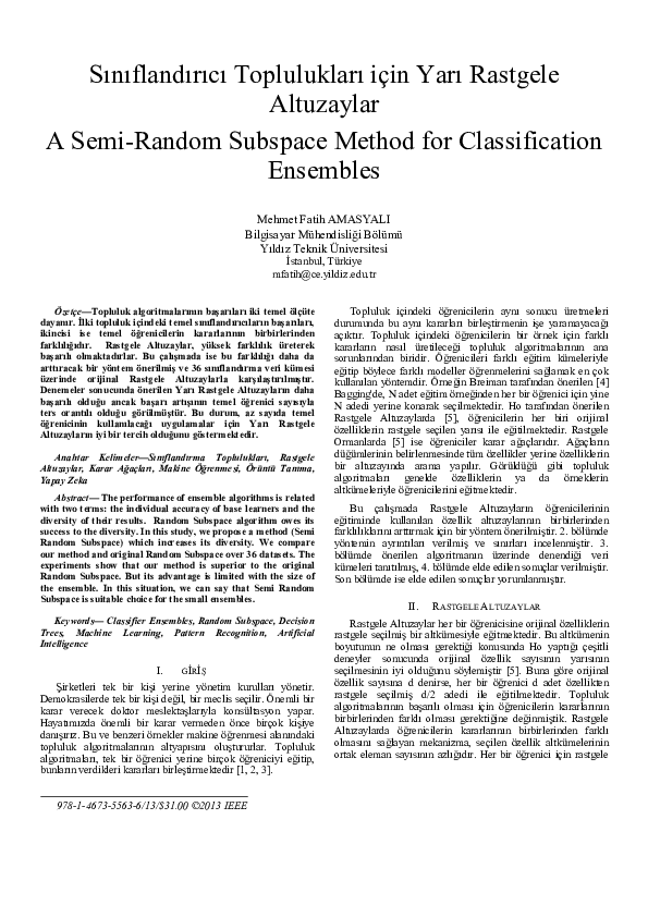(PDF) A Semi-Random Subspace Method for Classification Ensembles