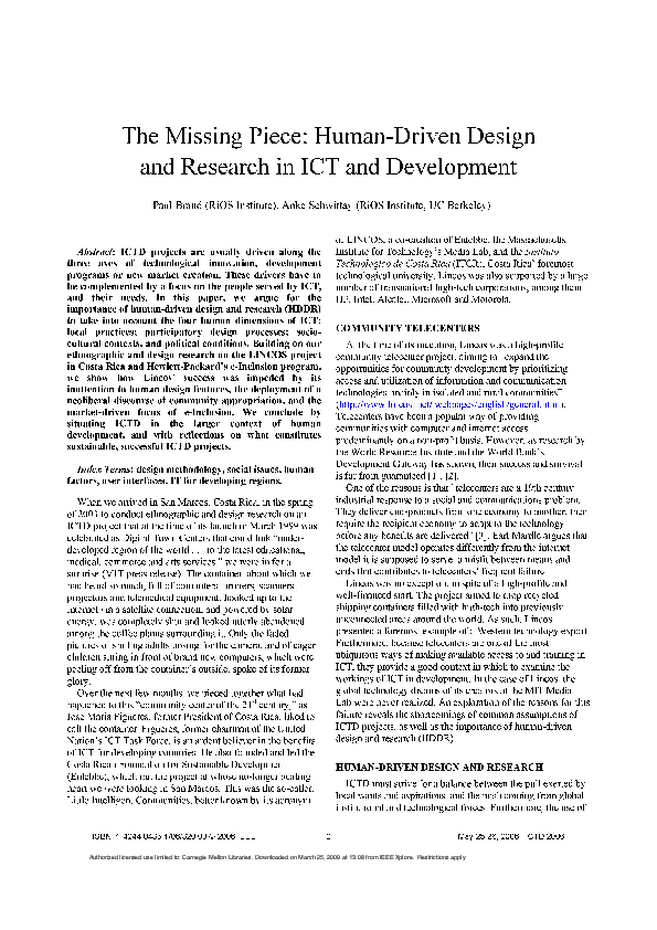 (PDF) The Missing Piece: Human-Driven Design and Research In Ict and ...