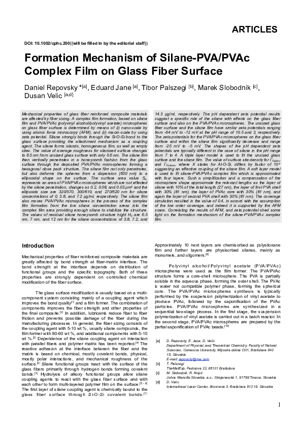 (PDF) Formation Mechanism of Silane-PVA/PVAc Complex Film on Glass ...