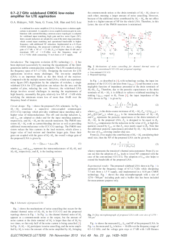 (PDF) A wide-band CMOS low noise amplifier for LTE application