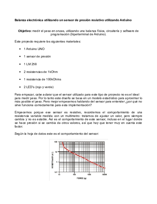 Balanza electrónica utilizando un sensor de presión resistivo ...