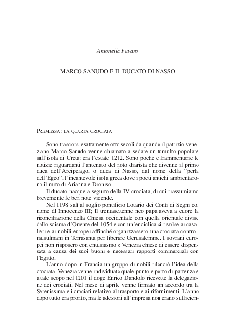 (PDF) Marco Sanudo e il Ducato di Nasso