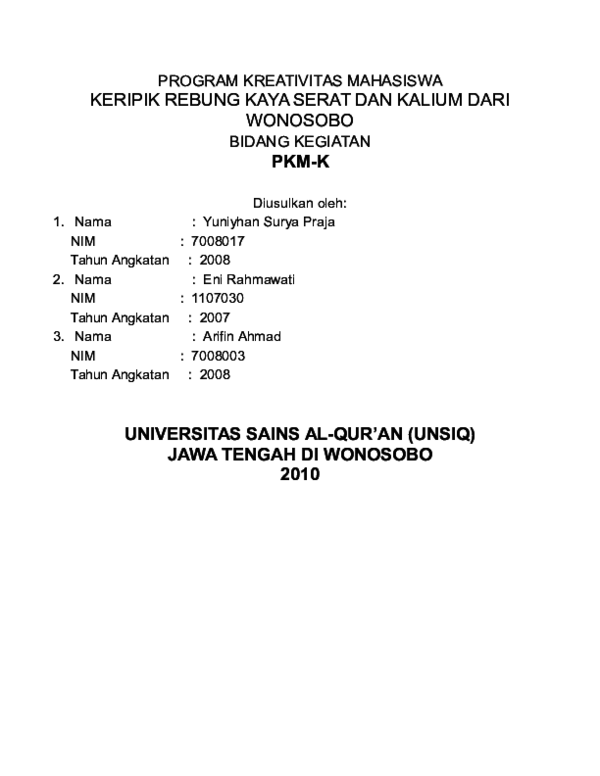 (DOC) PROGRAM KREATIVITAS MAHASISWA keripik rebung