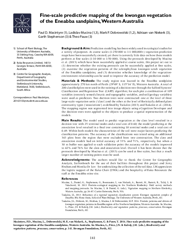 (PDF) Fine-scale predictive mapping of the kwongan vegetation of the ...