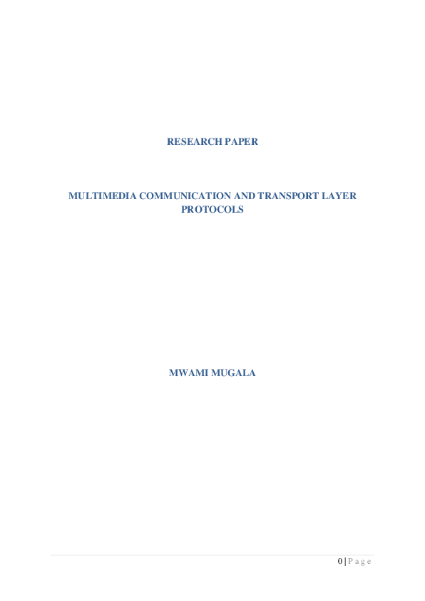 (PDF) Multimedia Communication & Transport Layer Protocols