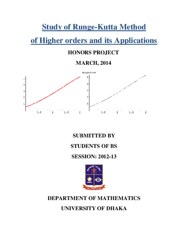 (PDF) Study of Runge-Kutta Method of Higher orders and its Applications | FAHAD MOSTAFA, PhD and ...