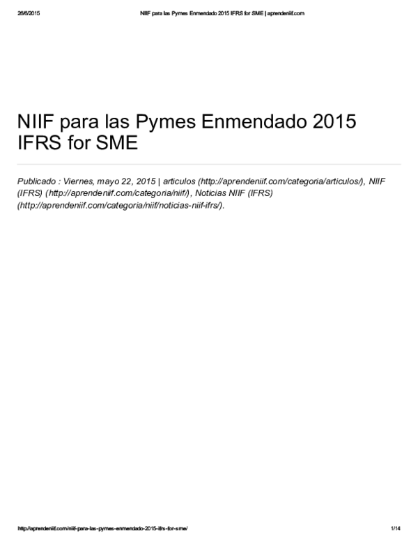 (PDF) NIIF para las Pymes Enmendado 2015 IFRS for SME aprendeniif