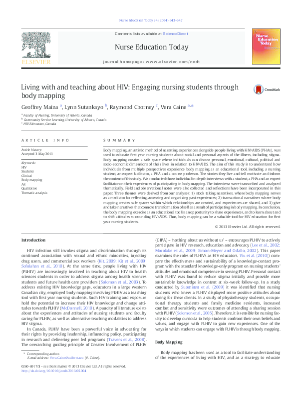 (PDF) Living with and teaching about HIV: Engaging nursing students ...