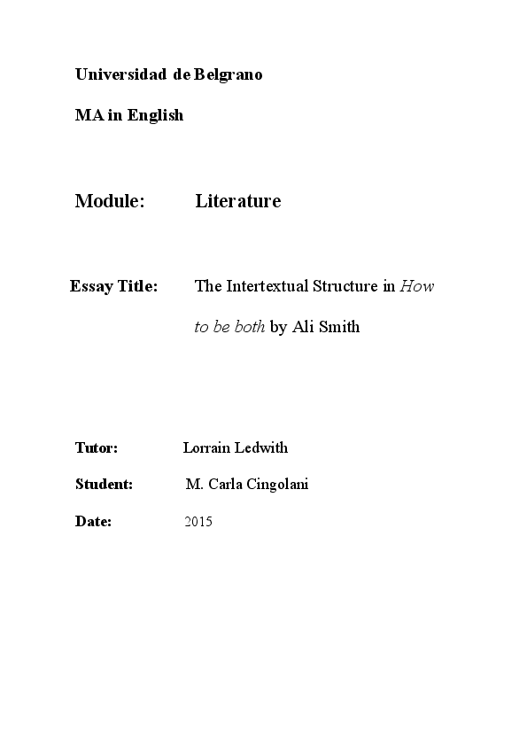 (PDF) The Intertextual Structure in 'How to be both'