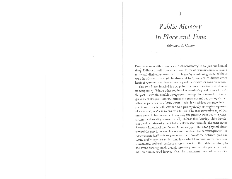 (PDF) Public Memory in Place and Time
