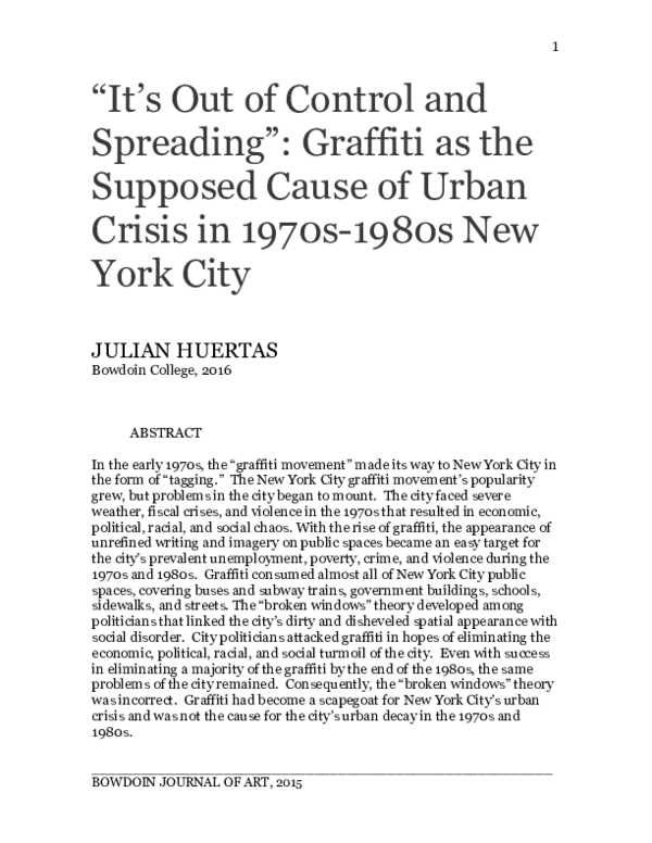 (PDF) “It’s Out of Control and Spreading”: Graffiti as the Supposed ...