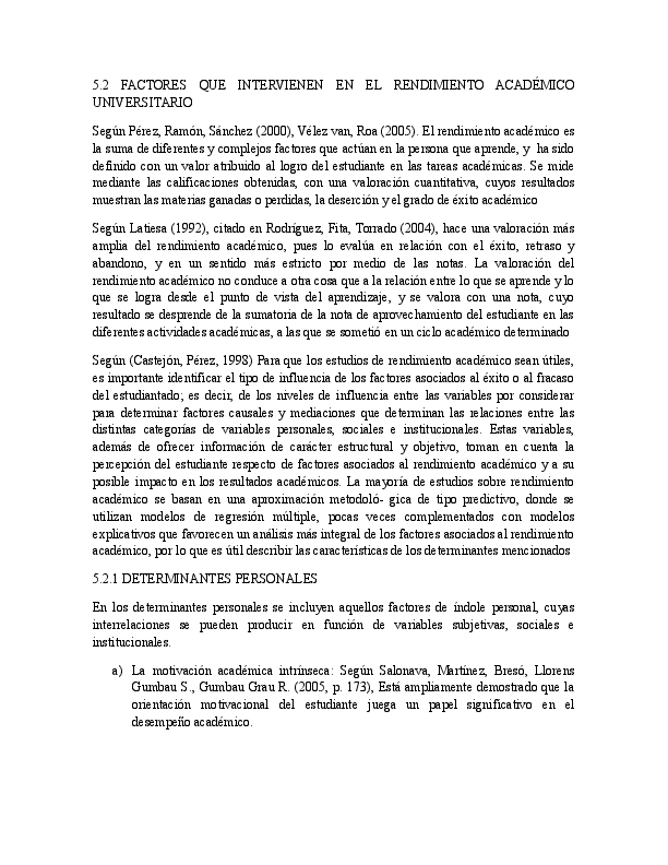 (DOC) Factores en el rendimiento academico