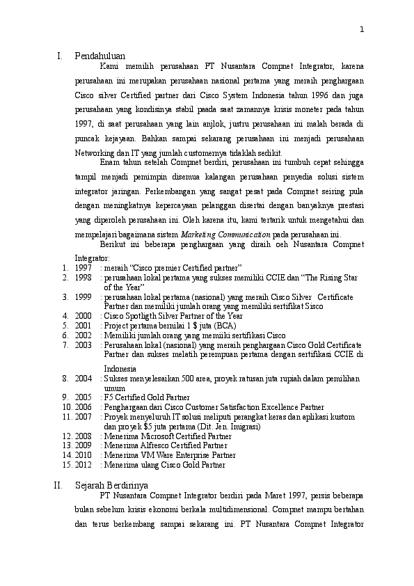 (DOC) Analisa Marketing Communication PT Nusantara Compnet Integrator