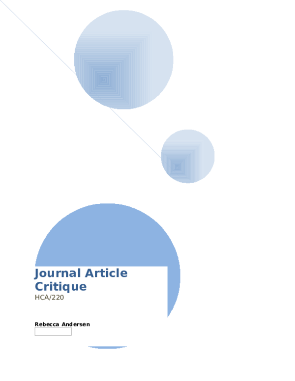(DOC) Journal Article Critique