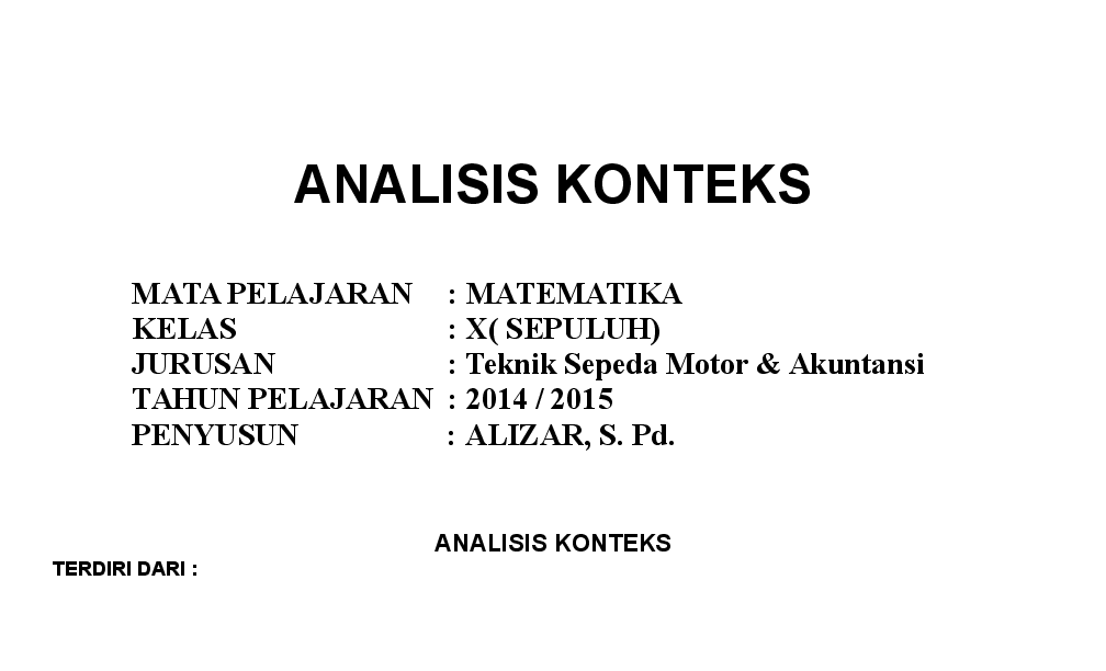 (DOC) Analisis Konteks RSKM SMK 2