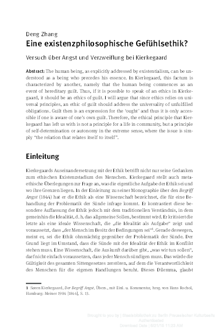 (PDF) Zhang, Deng: „Eine existenzphilosophische Gefühlsethik? Versuch ...