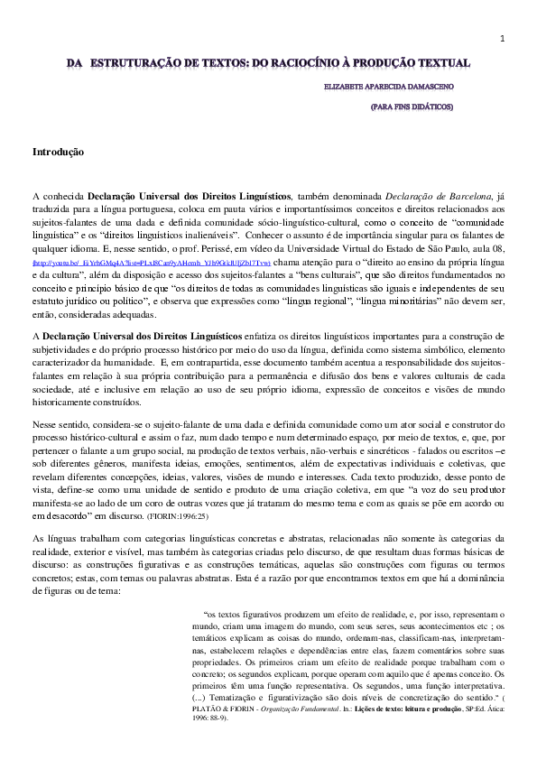 (PDF) Da estruturação de textos: do raciocínio à produção textual