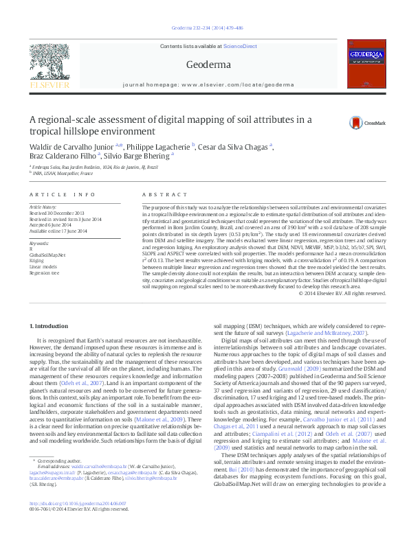 (PDF) A regional-scale assessment | Geovanni A.O and Silvio Bhering ...