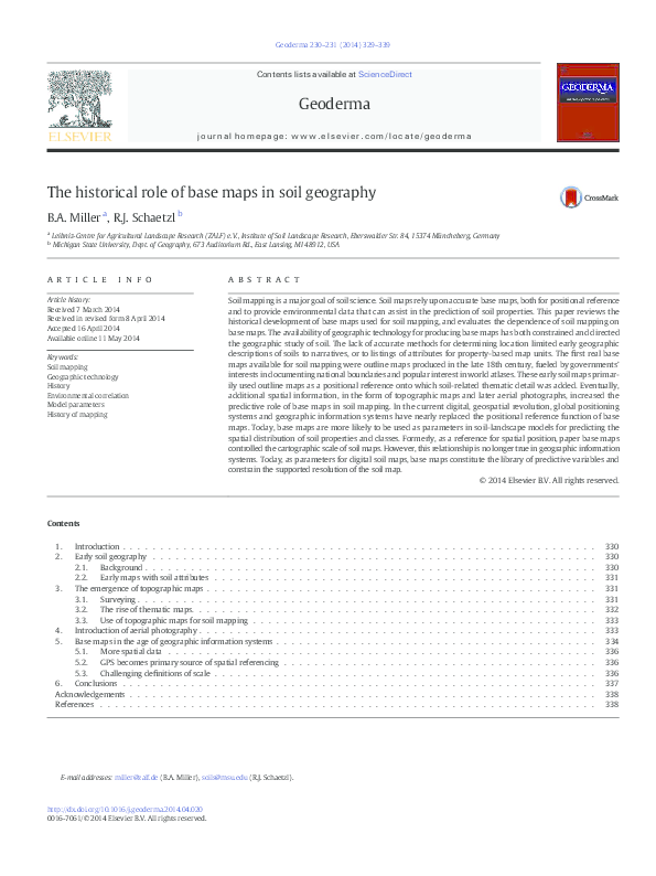 (PDF) The historical role of base maps in soil geography