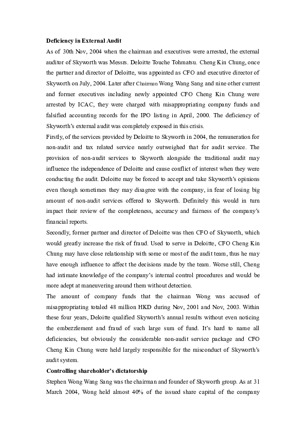 (DOC) Deficiency in External Audit