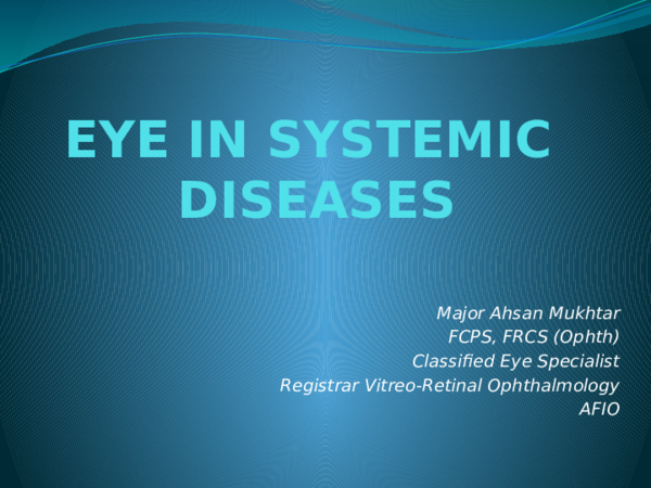 (PPT) Eye in Systemic Diseases