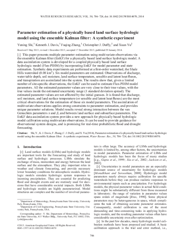 (PDF) Parameter estimation of a physically based land surface hydrologic model using the ...