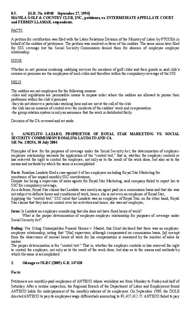 (DOC) Labor Cases