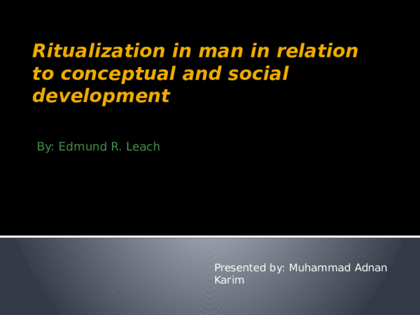 (PPT) Ritualization in man in relation to conceptual and social development