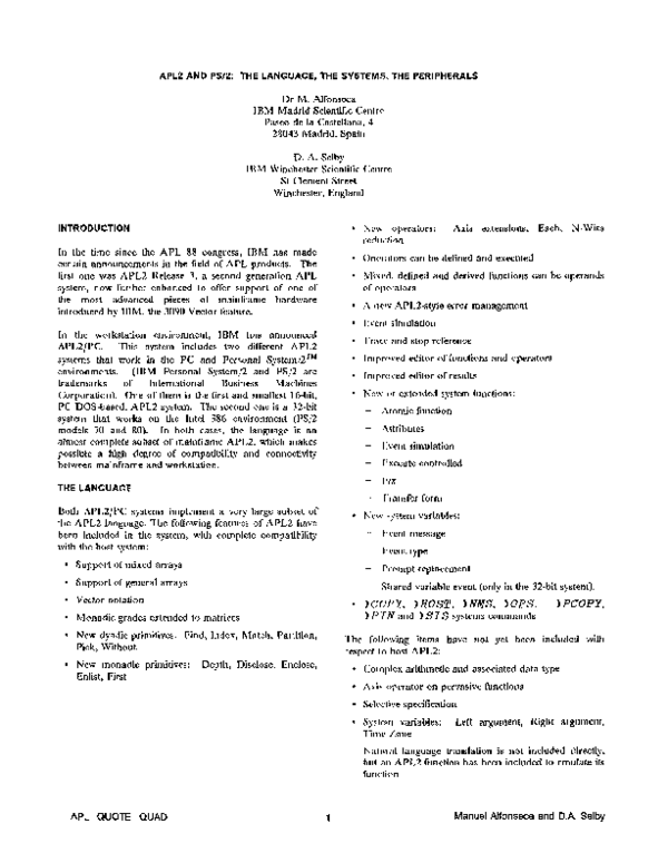 (PDF) APL2 Enhancements with PS/2 Integration