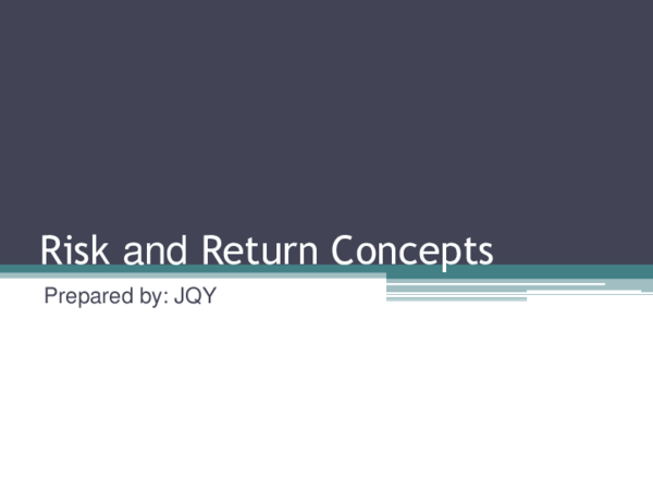 (PDF) Risk and Return Concepts