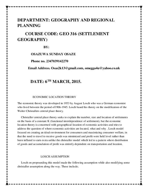 (PDF) August Losch Economic location theory and G.W. Skinner location ...