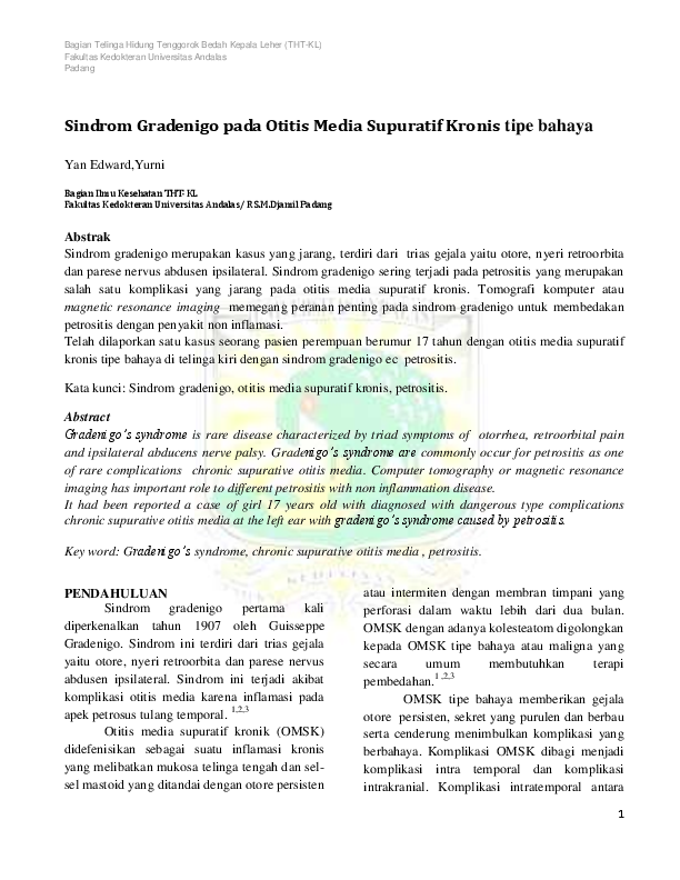 (PDF) Bagian Telinga Hidung Tenggorok Bedah Kepala Leher (THT-KL ...