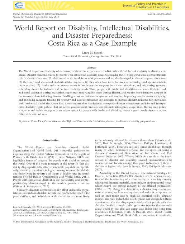 (PDF) World Report on Disability, Intellectual Disabilities, and ...