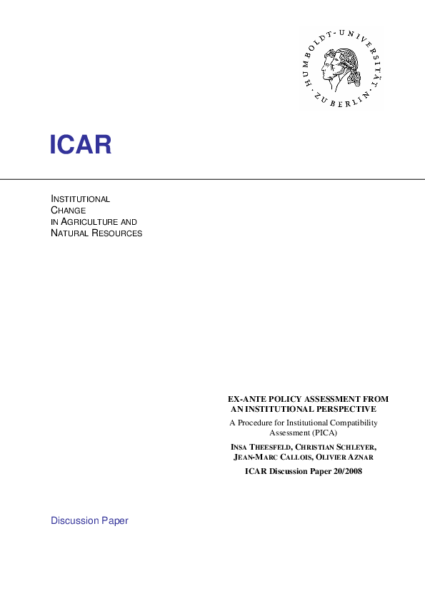 (PDF) Exante Policy Assessment from an Institutional Perspective. A ...