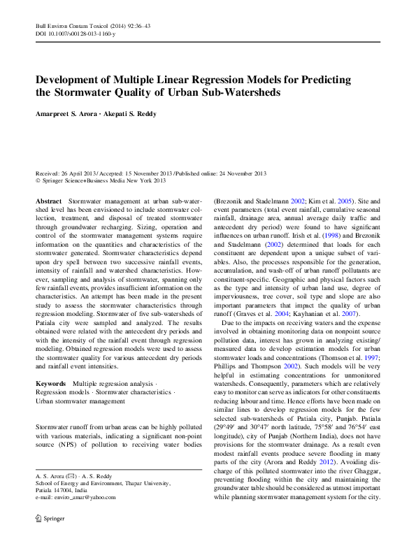 Pdf Development Of Multiple Linear Regression Models For Predicting