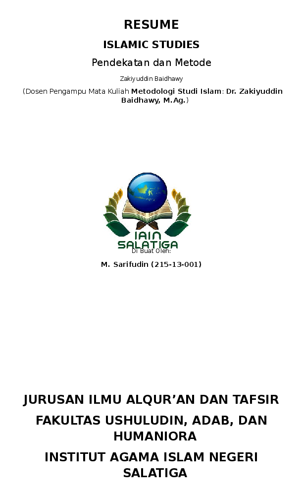(DOC) Tugas Resume Buku Islamic Studies Pendekatan dan Metode Mata kuliah Metodologi Studi Islam