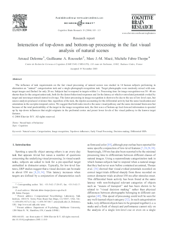 (PDF) Research report Interaction of top-down and bottom-up processing ...