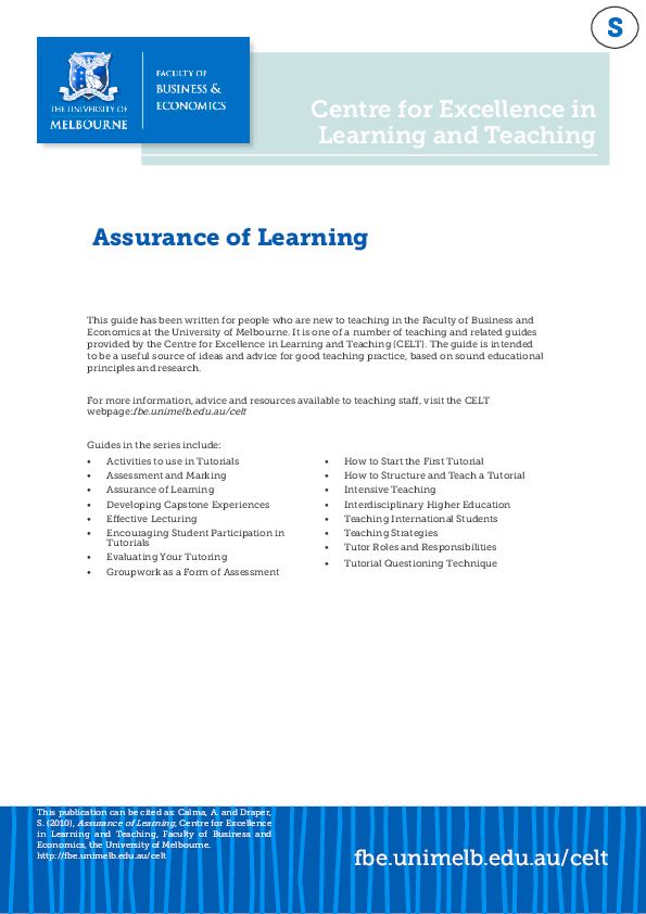 (PDF) Assurance of learning