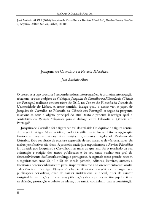 (PDF) Joaquim de Carvalho e a 'Revista Filosófica'