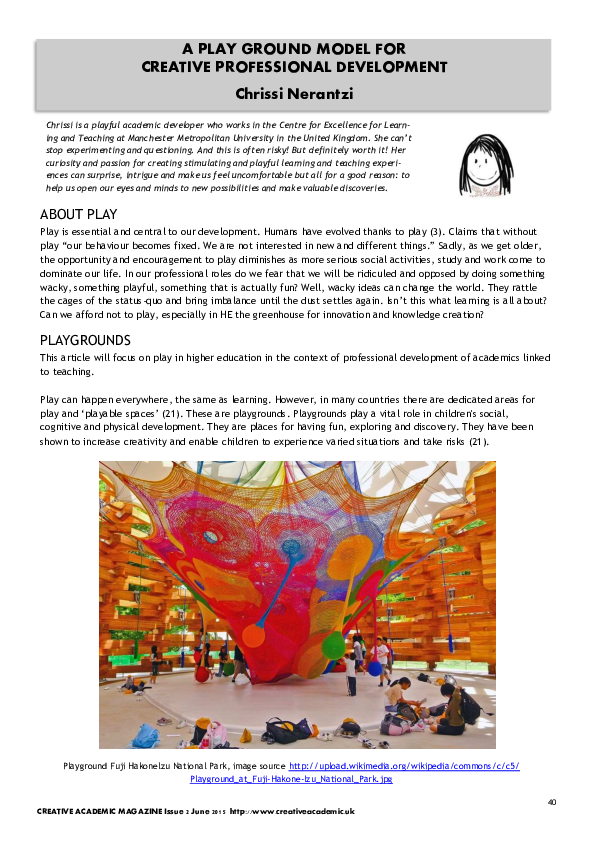 (PDF) The Playground Model for Creative Professional Development