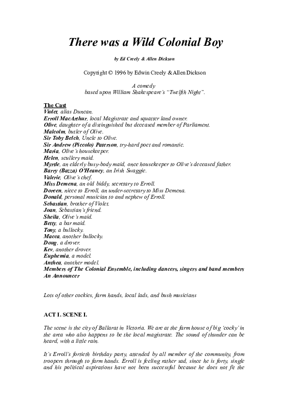 (DOC) There was a Wild Colonial Boy