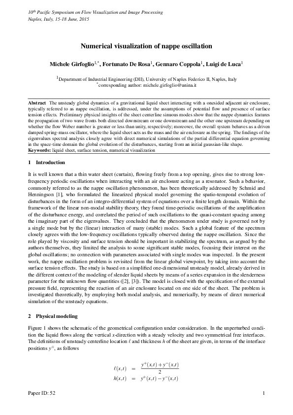 (PDF) Numerical visualization of nappe oscillation