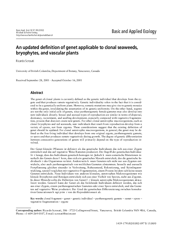 (PDF) An updated definition of genet applicable to clonal seaweeds ...