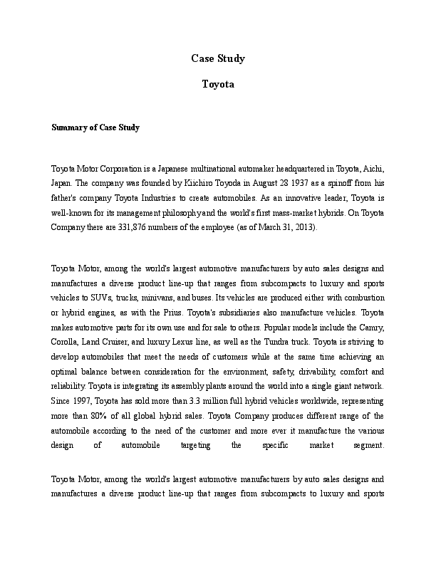 (DOC) Case Study Toyota