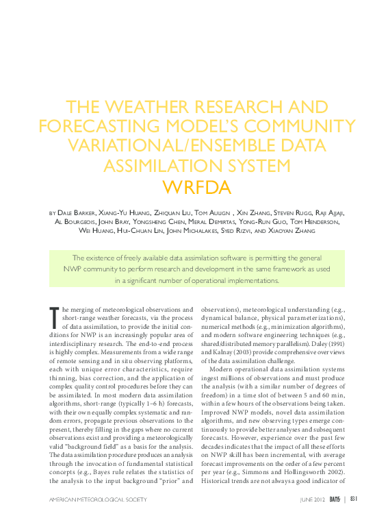 (PDF) The Weather Research and Forecasting Model's Community ...