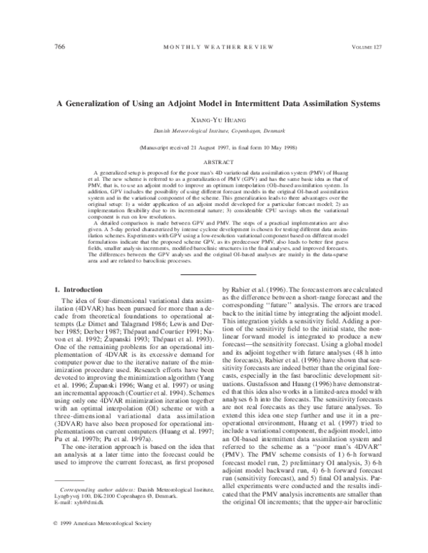 (PDF) A Generalization of Using an Adjoint Model in Intermittent Data Assimilation Systems