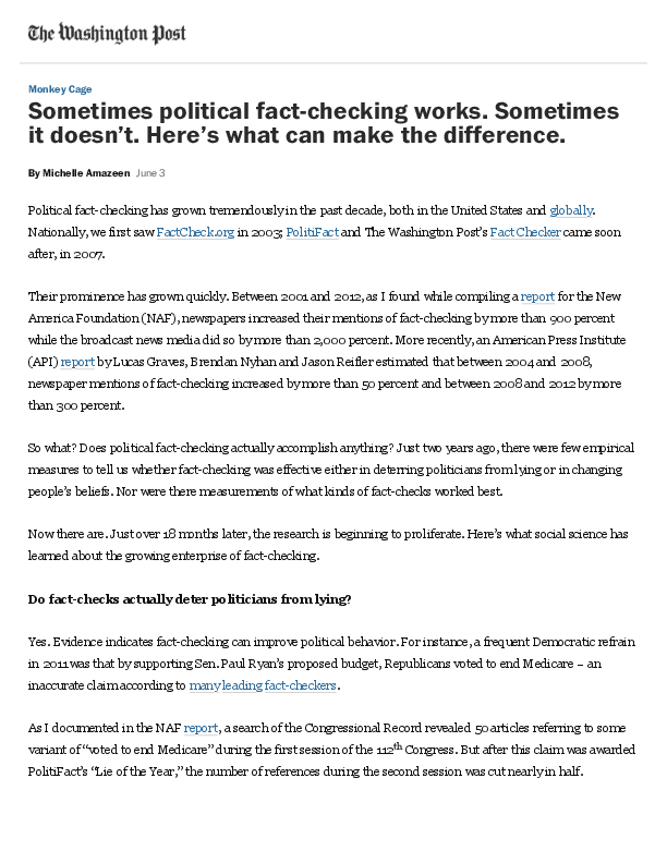 (PDF) Sometimes political fact-checking works. Sometimes it doesn’t ...