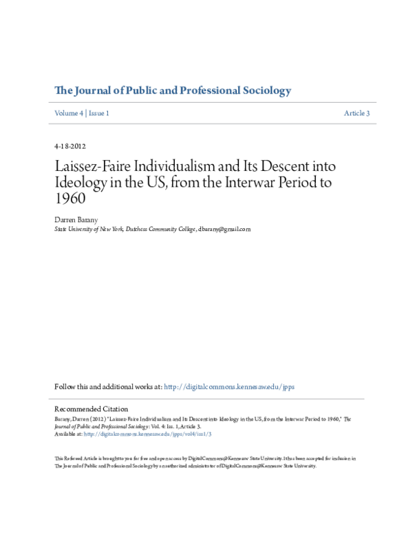 (PDF) Laissez-Faire Individualism and Its Descent into Ideology in the ...